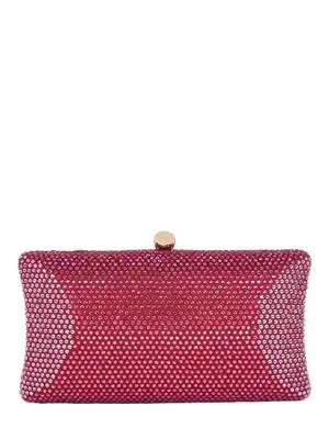 Badgley Mischka Nia Crystal Beveled Minaudiere - Burgundy