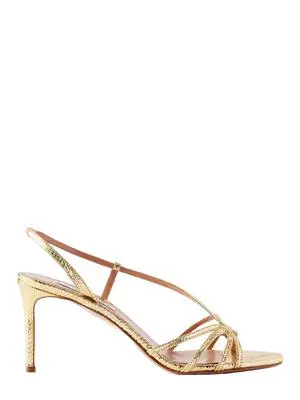 AQUAZZURA Talk To Me 75 Metallic Snake-effect Slingback Sandals - Gold