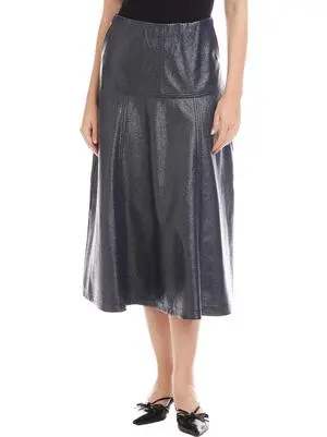 Fifteen Twenty Faux Leather Midi Skirt - Navy