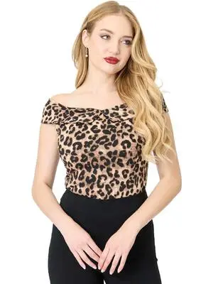 Unique Vintage 1950s Maraschino Top - Brown Leopard Print
