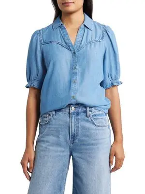 BEACHLUNCHLOUNGE Indira Denim Button-up Shirt - Medium Wash