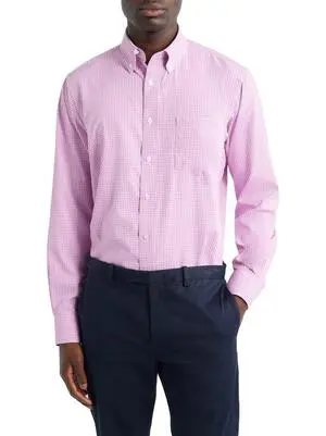 EAGLE Regular Fit Red Gingham Check Cotton Twill Button-down Shirt - Purple