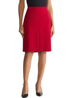 KASPER Pencil Skirt With Pleat Front - Fire Red