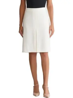 KASPER Pencil Skirt With Pleat Front - Vanilla Ice