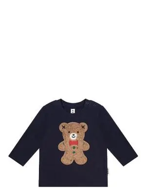 HUXBABY Gingerbread Bear T-shirt - Indigo