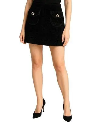 NOCTURNE Textured Velvet Mini Skirt - Black