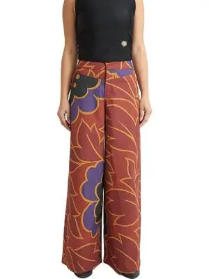 FLORENCIA DAVALOS Coco Pant - Green Garden/brown Floral