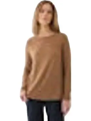 Majestic Filatures Soft Touch Long-sleeve Crewneck With Pleat - Camel