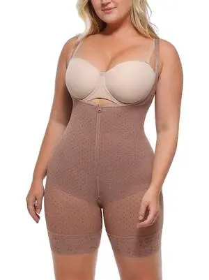 SHAPELLX AirSlim Open Bust Polka Dot Bodysuit Warm Taupe