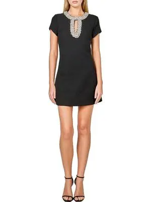 Endless Rose Embellished Shift Minidress - Black