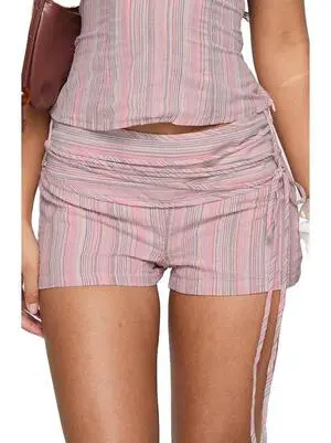 Princess Polly Electric Night Stripe Cotton Blend Shorts - Pink Stripe