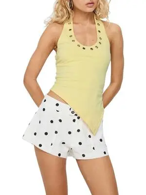 Princess Polly Appreciation Polka Dot Organic Cotton Blend Shorts - White Polka