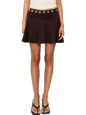 Princess Polly Amryn Grommet Miniskirt - Brown