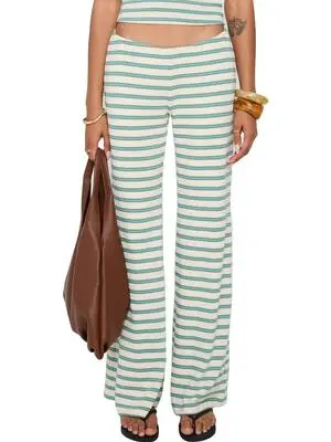 Princess Polly Anora Stripe Halter Top & Pants Set - Blue/white Stripe