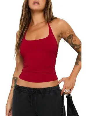 Princess Polly U-neck Halter Top - Red