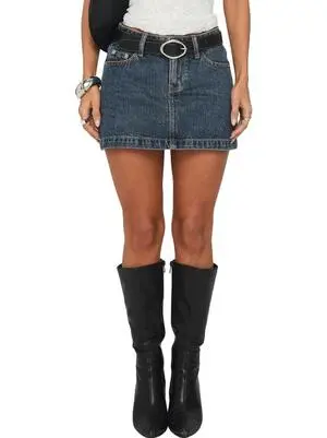 Princess Polly Nickei Nonstretch Denim Mini Skirt - Washed Blue