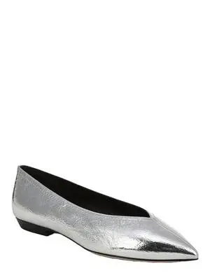 Veronica Beard Bancroft Pointed Toe Flat - Silver
