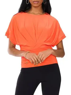 Chaus Ruched Knit Top Aperol Spritz