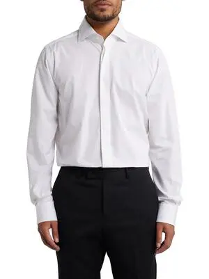 EMANUEL BERG Modern Fit Cotton Poplin Dress Shirt - White