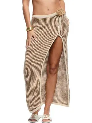 CAPITTANA Rosalia Crochet Cover-up Skirt - Brown