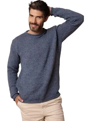 CELTIC & CO. Textured Stitch Crewneck Sweater - Indigo