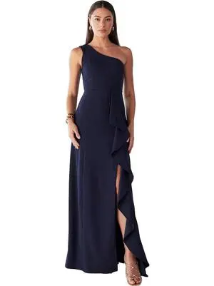 BWLDR Catia Fit-and-flare Maxi Dress - Navy Blue