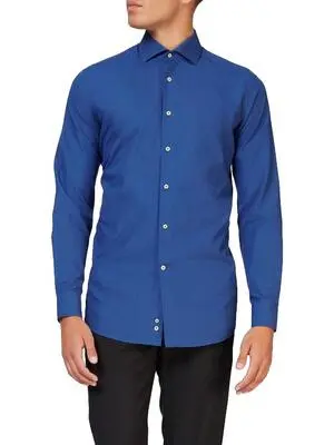 Opposuits Navy Royale Modern Tailored Fit Wrinkle Resistant Button-up Shirt - Blue