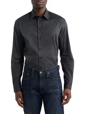 Emporio Armani Micro Dash Button-up Shirt - Solid Black