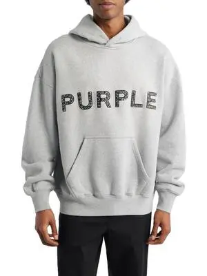 PURPLE BRAND Heavyweight Rhinestone Logo Hoodie - Grey/black