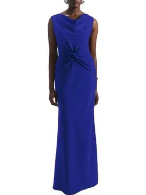 Amsale Twist Crepe Gown - Cobalt