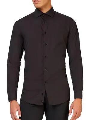 Opposuits Knight Modern Tailored Fit Wrinkle Resistant Button-up Shirt - Black