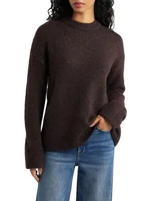 Topshop Boxy Crewneck Sweater - Chocolate