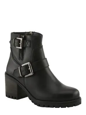 SPRING STEP SHOES Buckled Leather Bootie - Black