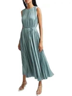 Ulla Johnson Fianna Plissé Midi Dress - Sea Glass