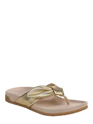 Vionic Leather Bow Flip Flop - Gold