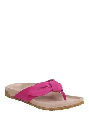 Vionic Leather Bow Flip Flop - Rose Violet
