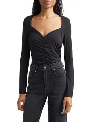Veronica Beard Salem Ruched Top - Black