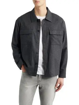 FRAME Wool Blend Overshirt - Grey Melange