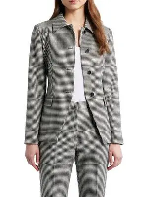 Elie Tahari Greta Check Wool Blend Jacket - Black And White Check