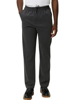 LES DEUX Tapered Drawstring Pants - Dark Grey Melange