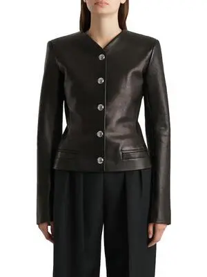 Khaite Nara Lambskin Leather Jacket - Black