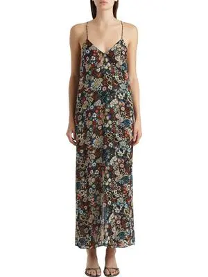 Khaite Taja Floral Silk Chiffon Slipdress - Black Multi