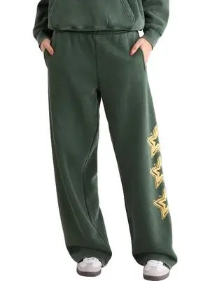 PACSUN Star Graphic Baggy Sweatpants - Forest Green