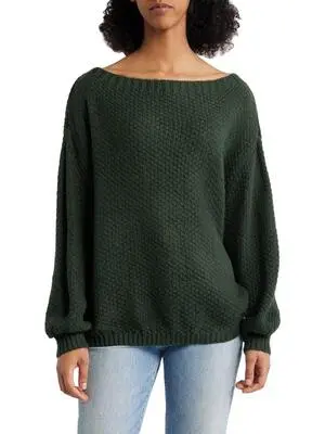 PACSUN Wren Off-The-Shoulder Sweater Green