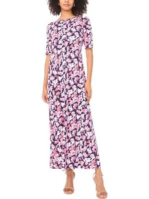 Vince Camuto Floral Print Maxi Dress - Classic Navy