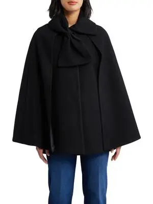 CECE DUPRAZ Bow Collar Cape Black