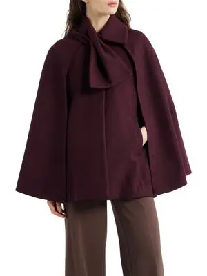 CECE DUPRAZ Bow Collar Cape - Burgundy