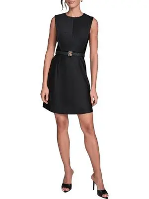 Bcbgmaxazria Sleeveless Belted Minidress - Black