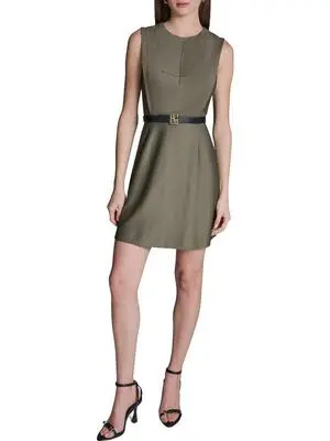Bcbgmaxazria Sleeveless Belted Minidress - Moss