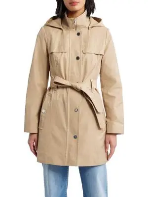 London Fog Belted Cotton-blend Rain Coat - Stone